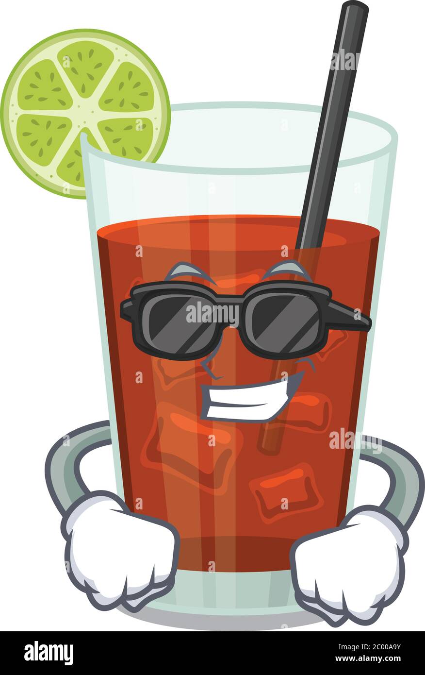 cartoon character of cuba libre cocktail wearing classy black glasses ...