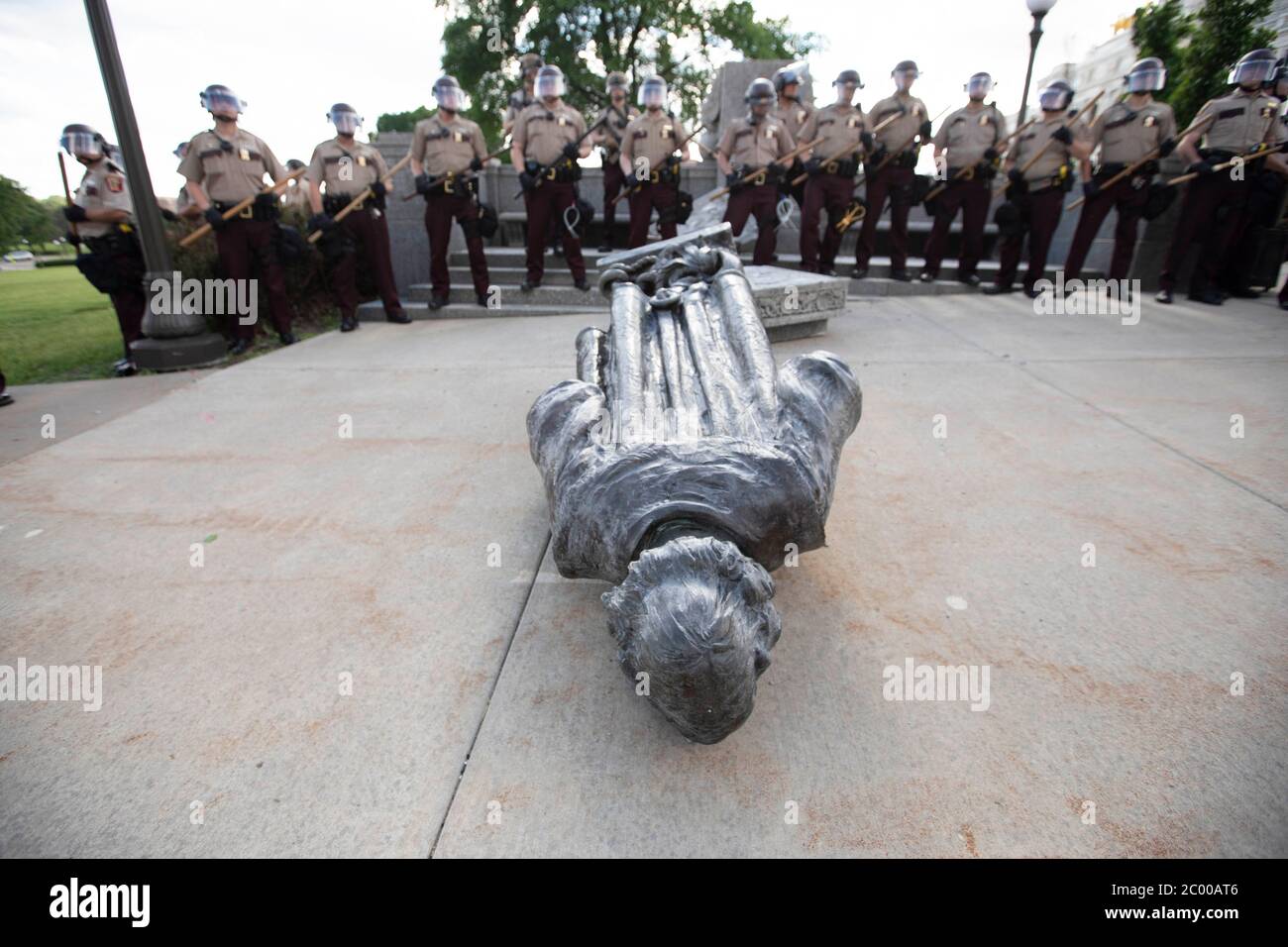 June 10, 2020: The Minnesota State Troopers stand guard behind the ...