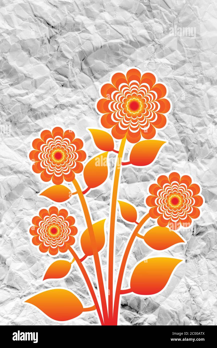 Flowers design on crumpled paper Stock Photo - Alamy