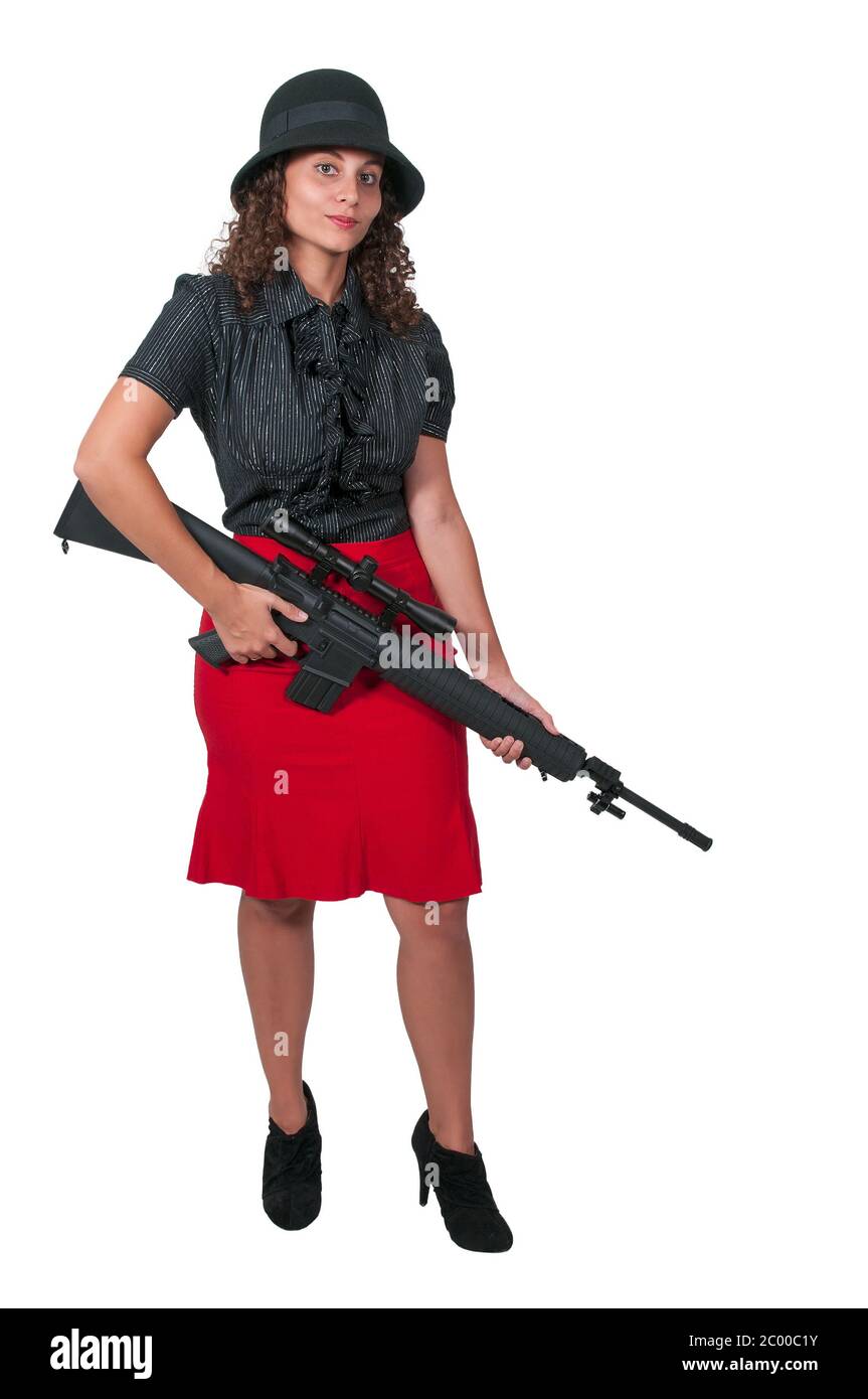 Woman with Assault Rifle Stock Photo - Alamy