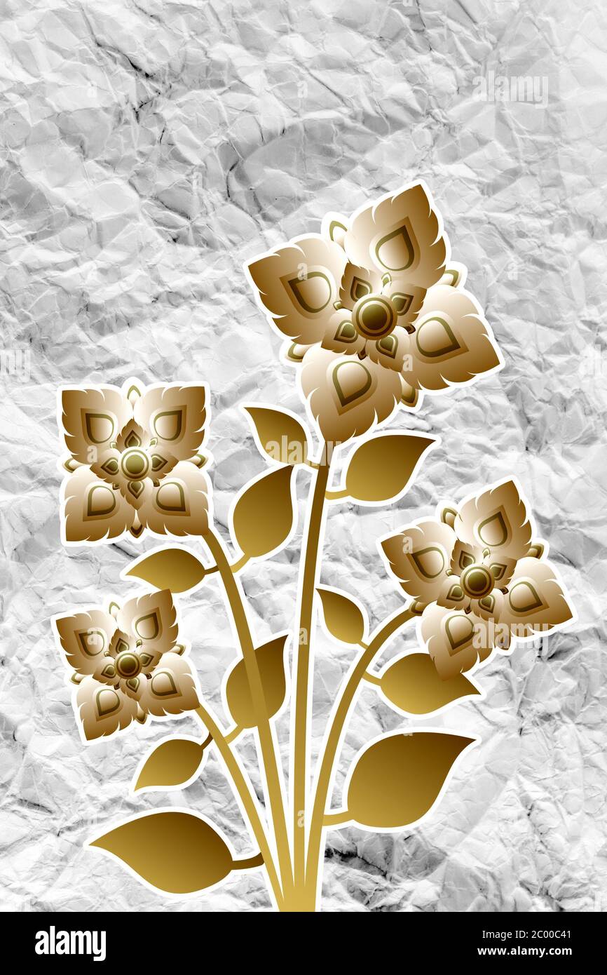 Flowers design on crumpled paper Stock Photo - Alamy