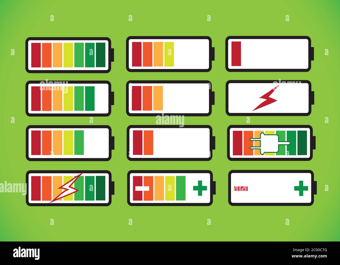battery charge level indicators Set Stock Photo - Alamy