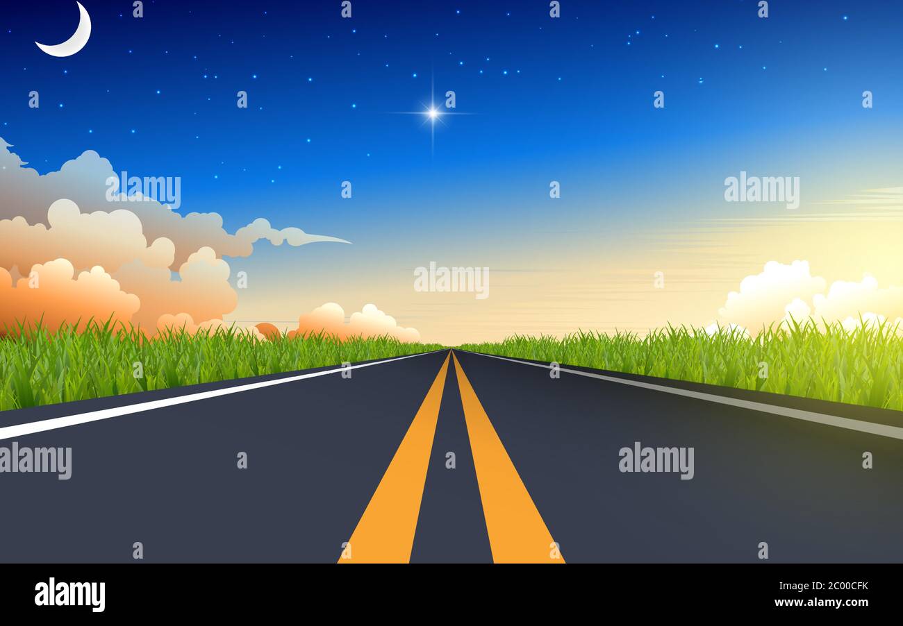 Road in spring morning Stock Vector Images - Alamy