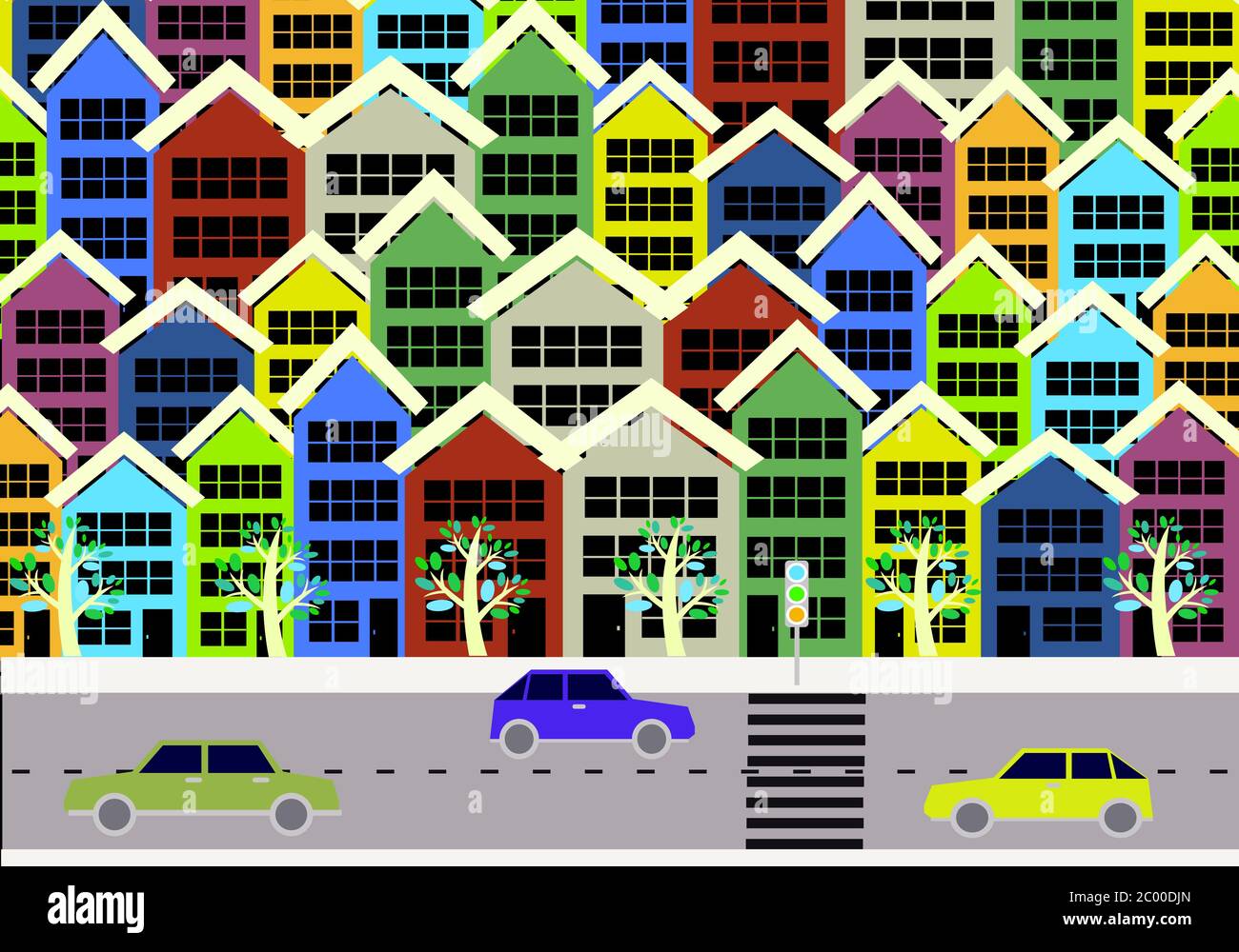 Colorful Cityscape Town city building design Stock Photo - Alamy