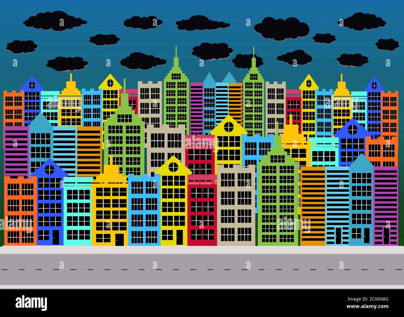 Colorful Cityscape Town city building design Stock Photo - Alamy