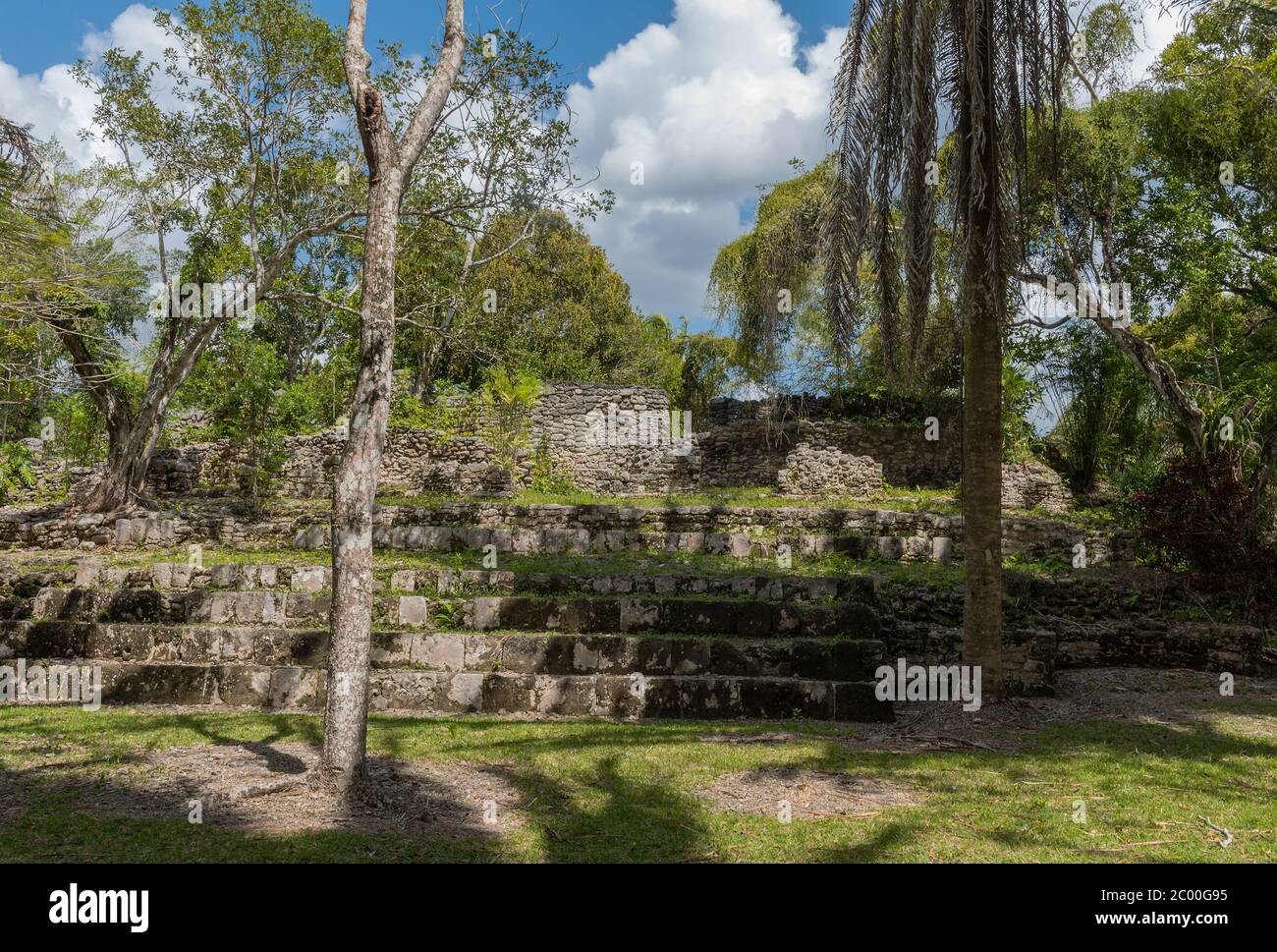 The ruins of the ancient Mayan city of Kohunlich, Quintana Roo, Mexico ...