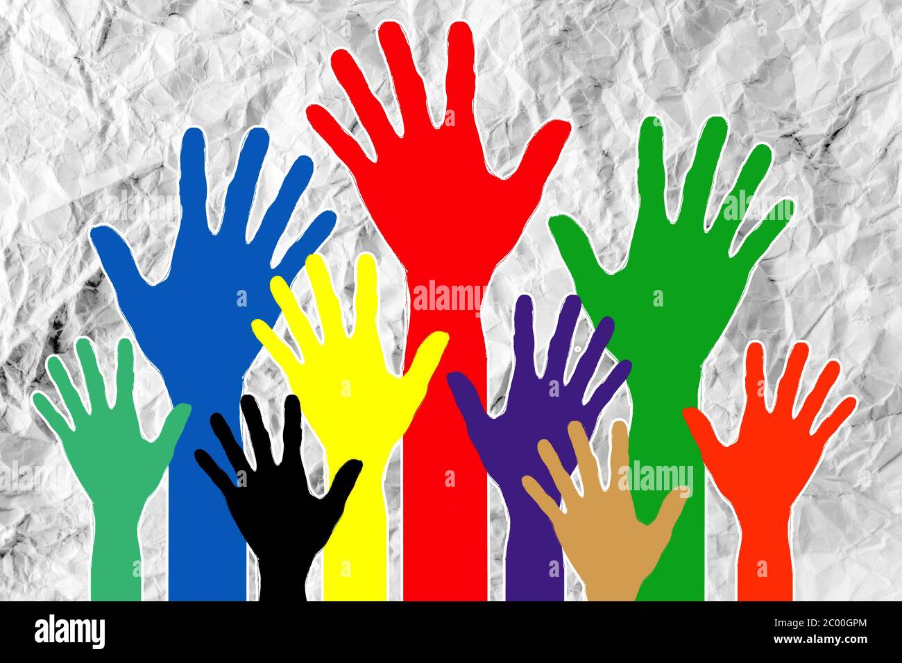 colorful silhouette hands background design Stock Photo - Alamy