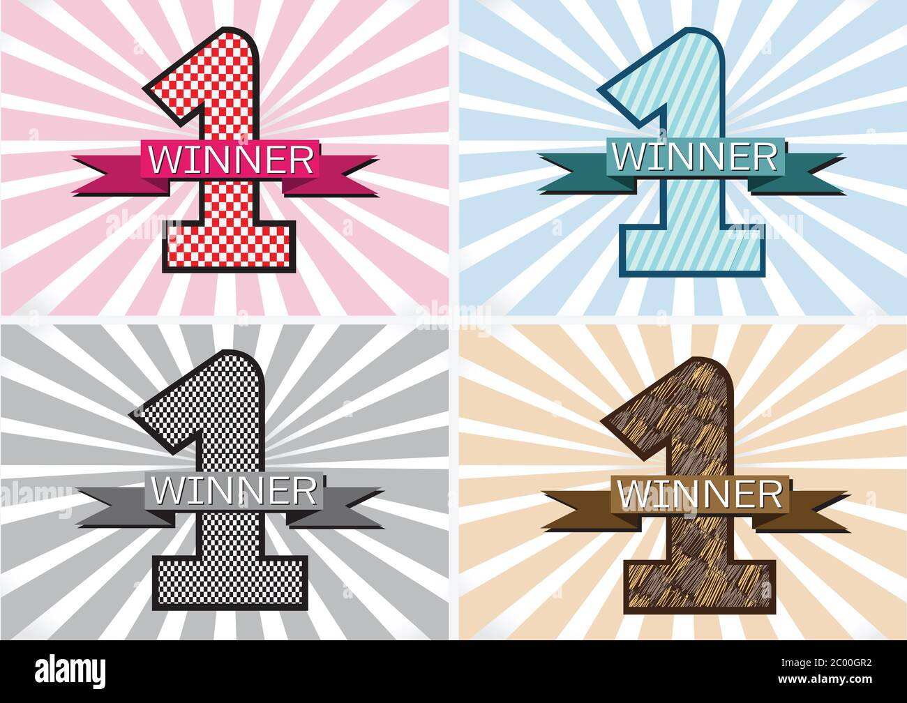 the Winner and Number One First Place sign simbol with ribbons Stock ...