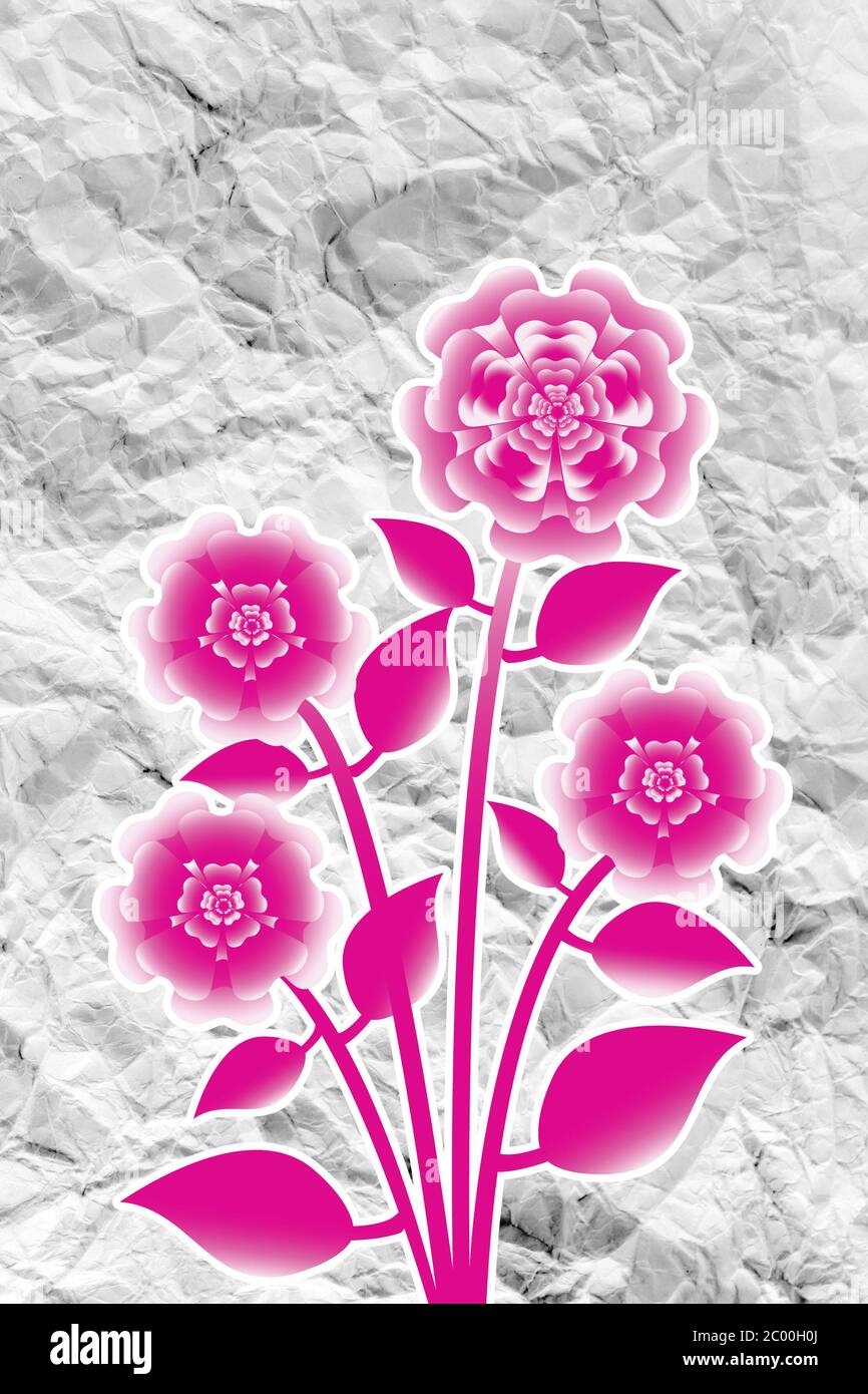 Flowers design on crumpled paper Stock Photo - Alamy