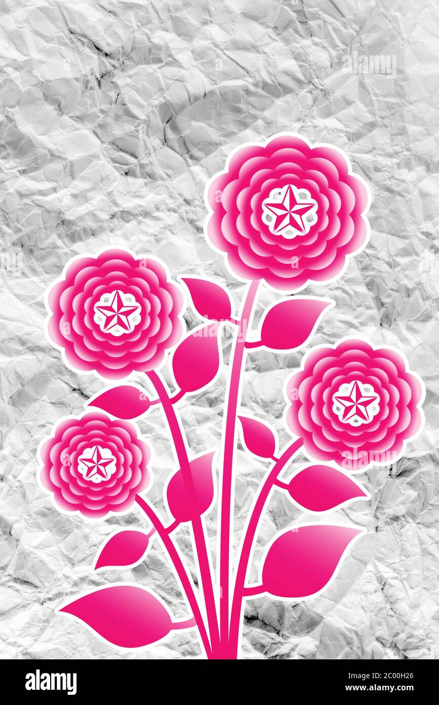 Flowers design on crumpled paper Stock Photo - Alamy