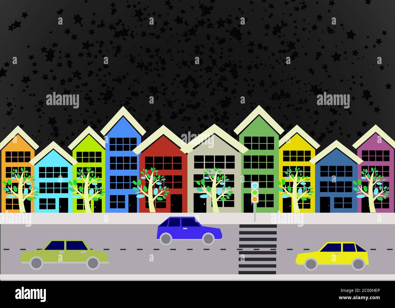 Colorful Cityscape Town city building design Stock Photo - Alamy