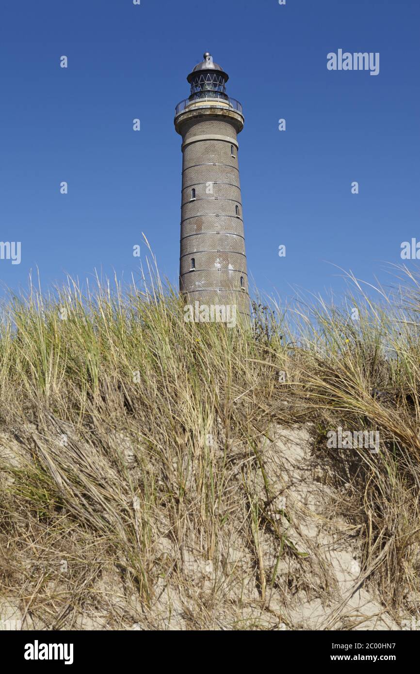 Grenen (Skagen, Denmark) - grey lighthouse Stock Photo - Alamy
