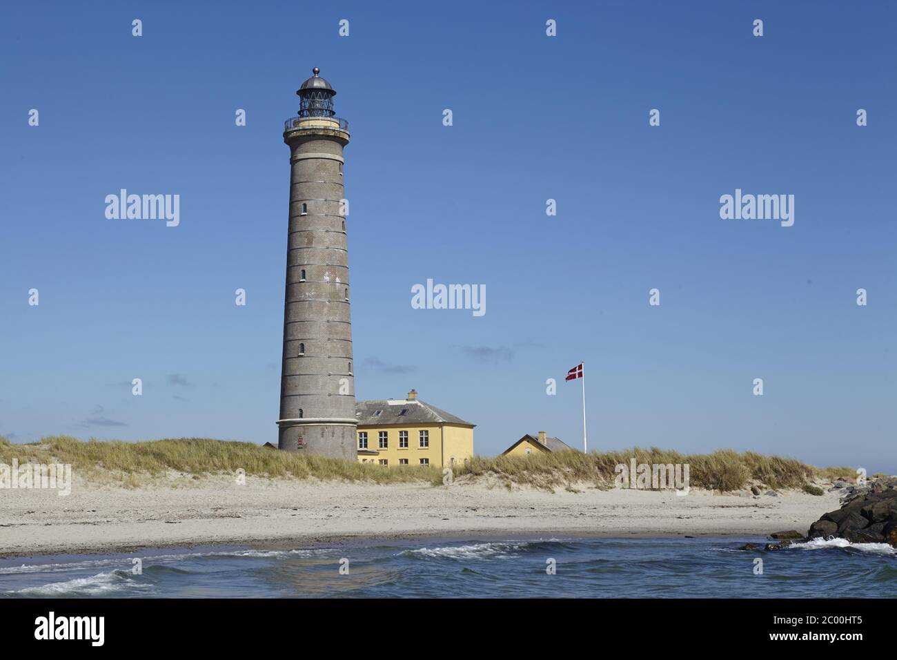 Grenen (Skagen, Denmark) - grey lighthouse Stock Photo - Alamy