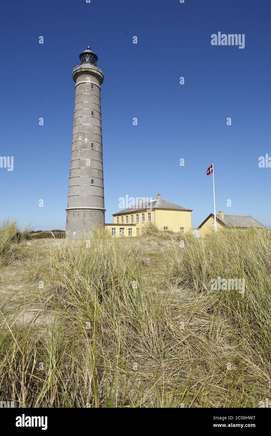 Grenen (Skagen, Denmark) - grey lighthouse Stock Photo - Alamy