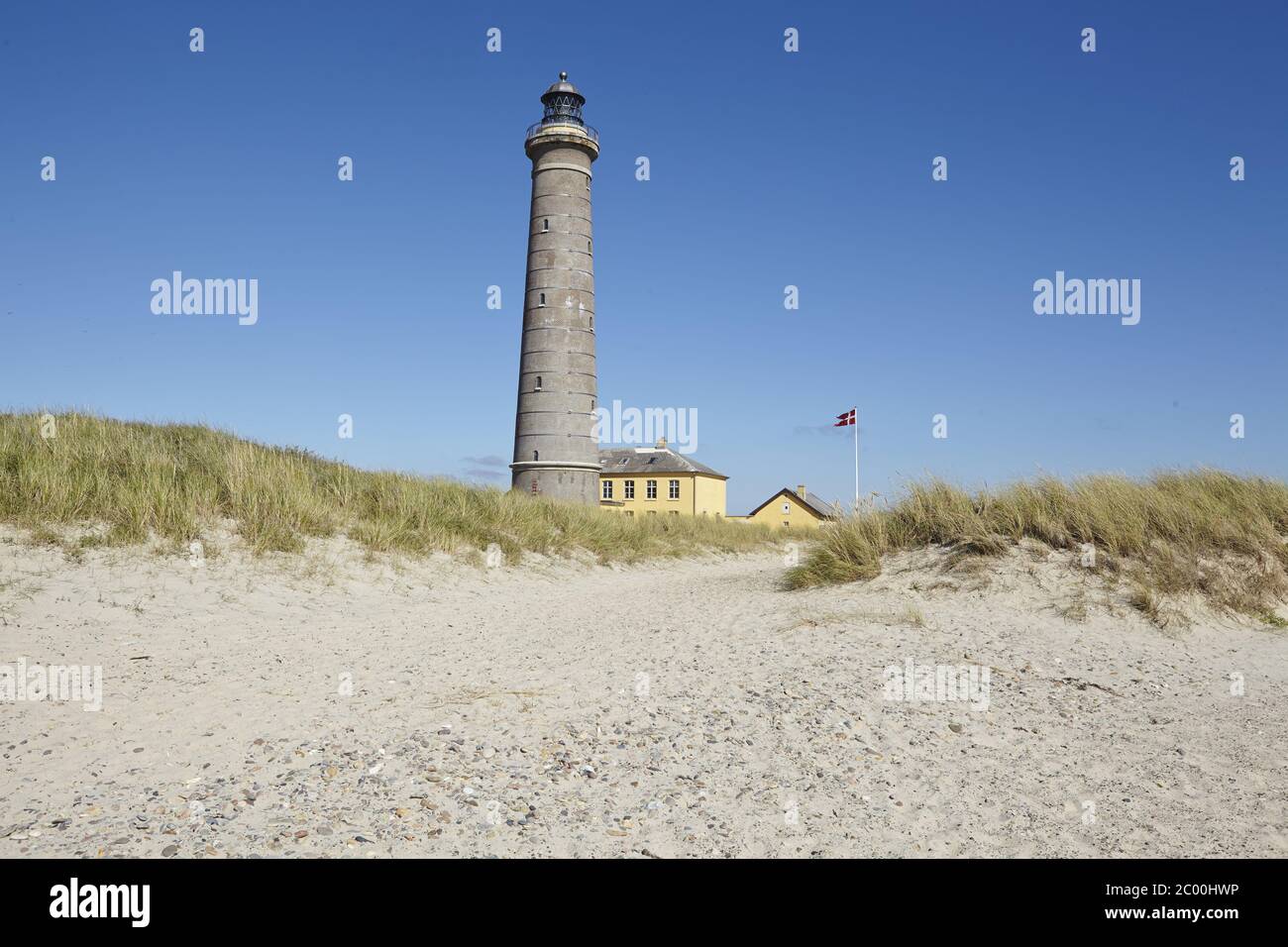Grenen (Skagen, Denmark) - grey lighthouse Stock Photo - Alamy