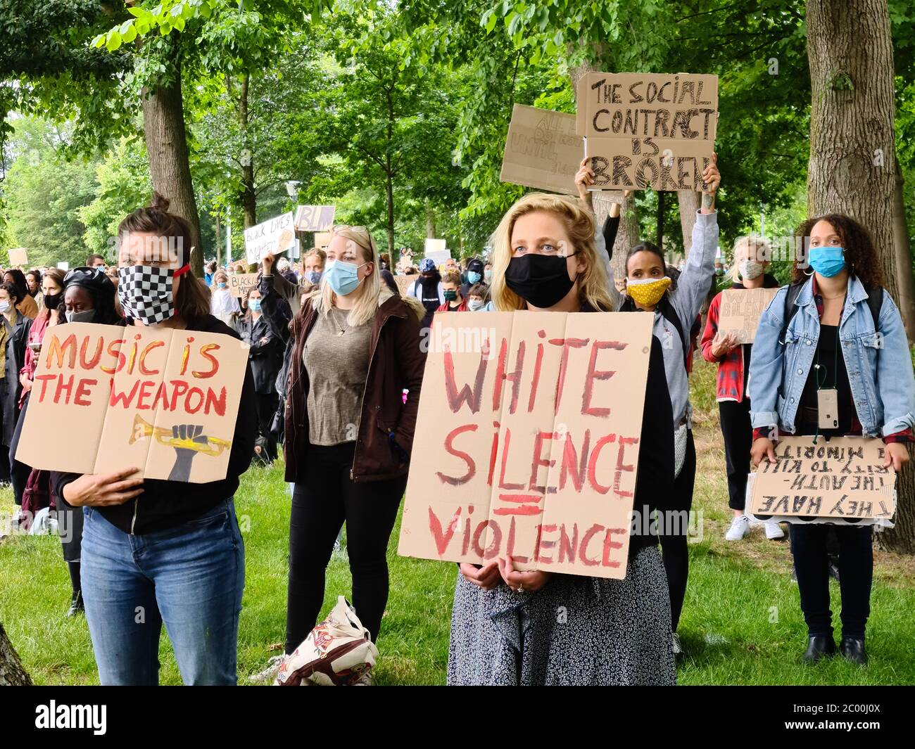 Amsterdam, Netherlands. 10th June 2020. Group of young female ...