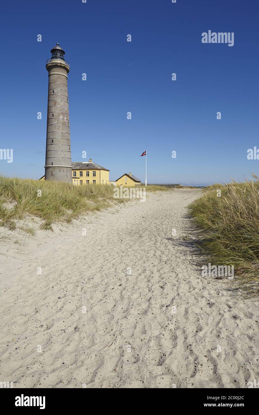 Grenen (Skagen, Denmark) - grey lighthouse Stock Photo - Alamy