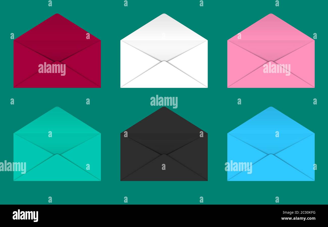 colorful envelope set on the green background Stock Vector Image & Art ...