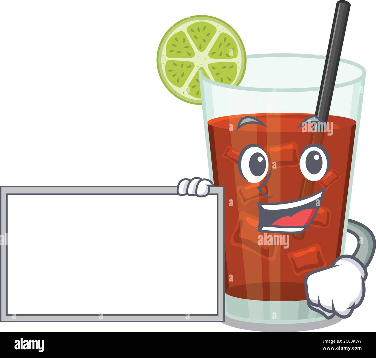 Cartoon character design of cuba libre cocktail holding a board Stock ...