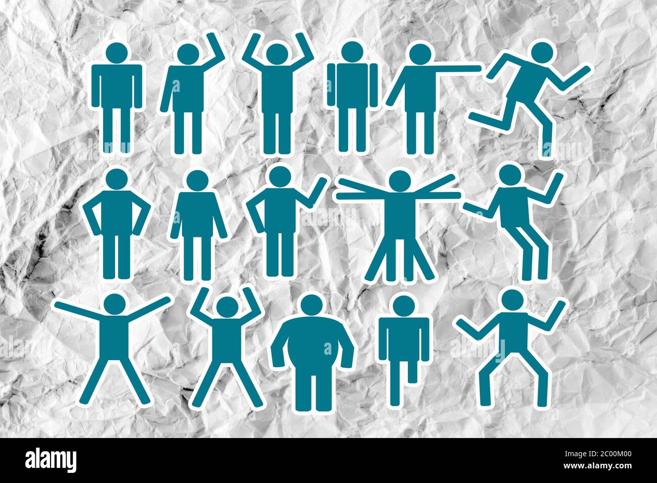 People Family icon Pictogram People on crumpled paper Stock Photo - Alamy