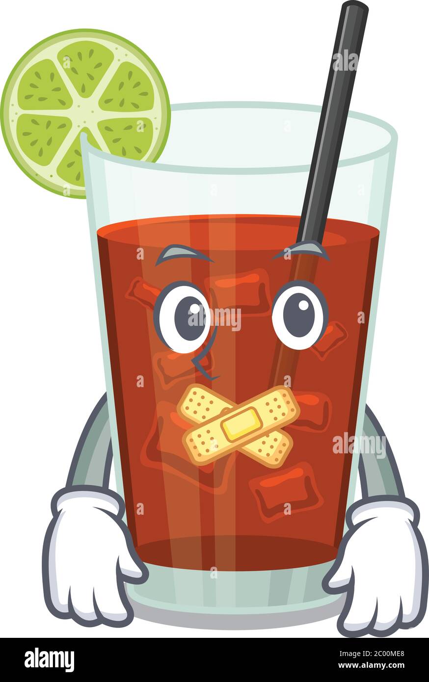 Cuba libre cocktail cartoon character style having strange silent face ...