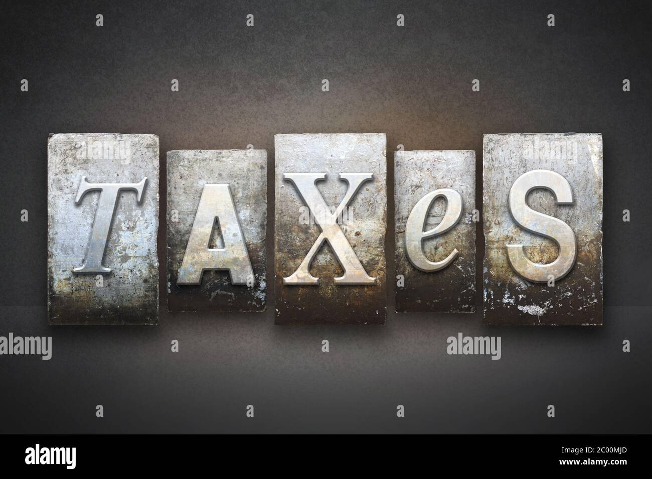 Taxes Theme Letterpress Stock Photo - Alamy
