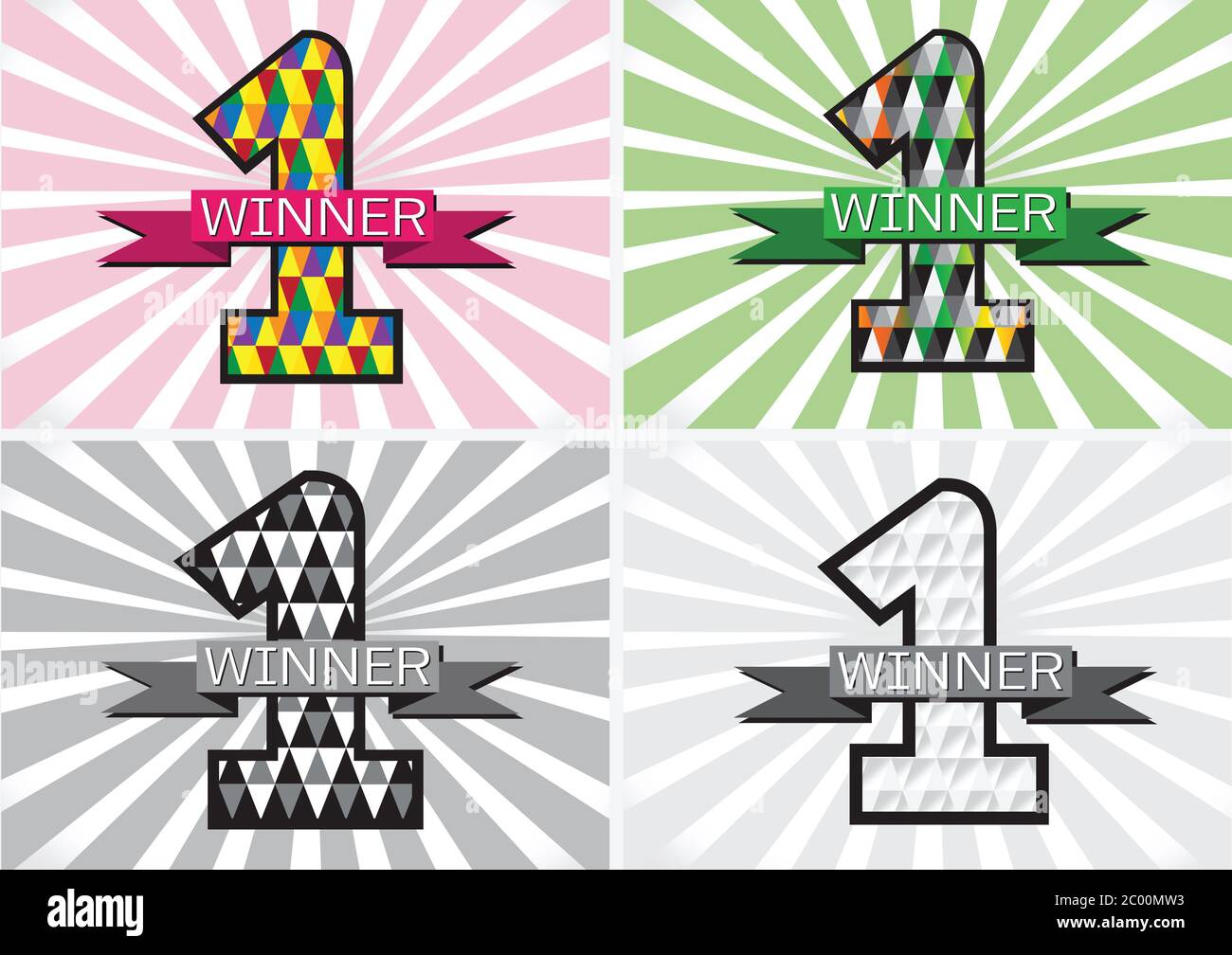 the Winner and Number One First Place sign simbol with ribbons Stock ...