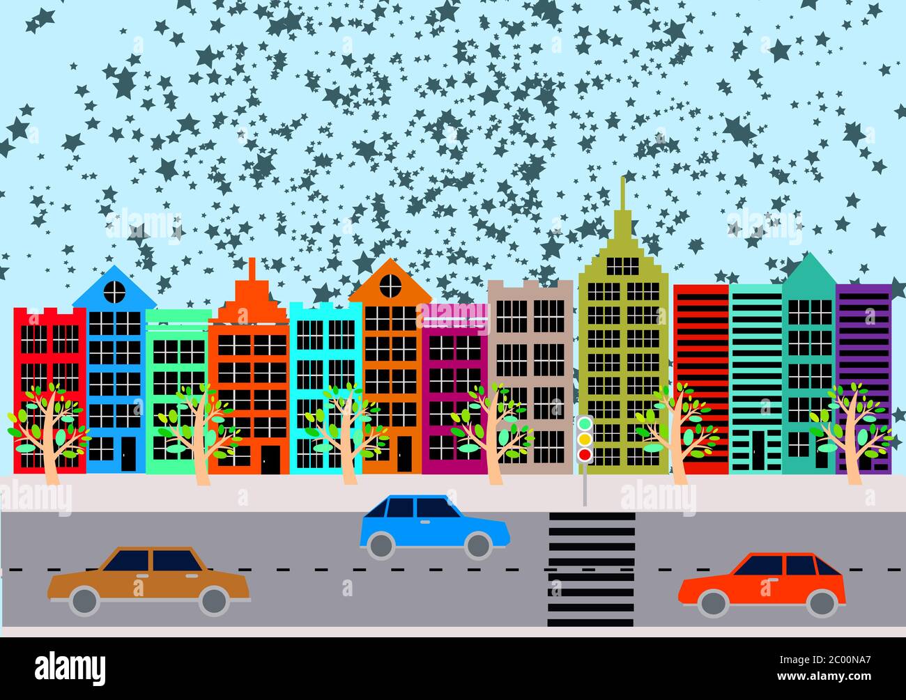 Colorful Cityscape Town city building design Stock Photo - Alamy