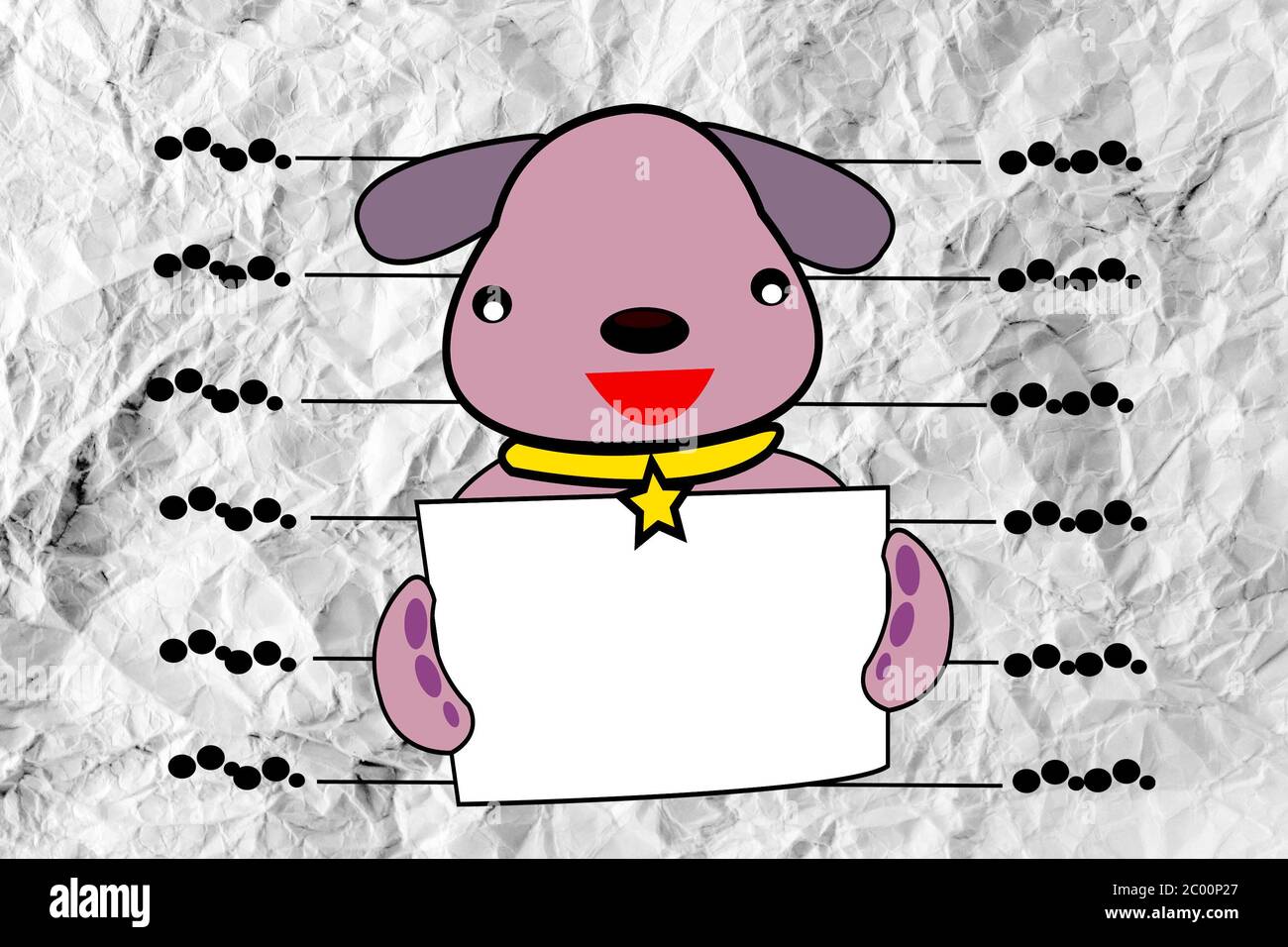 cute Dog on crumpled paper Stock Photo - Alamy