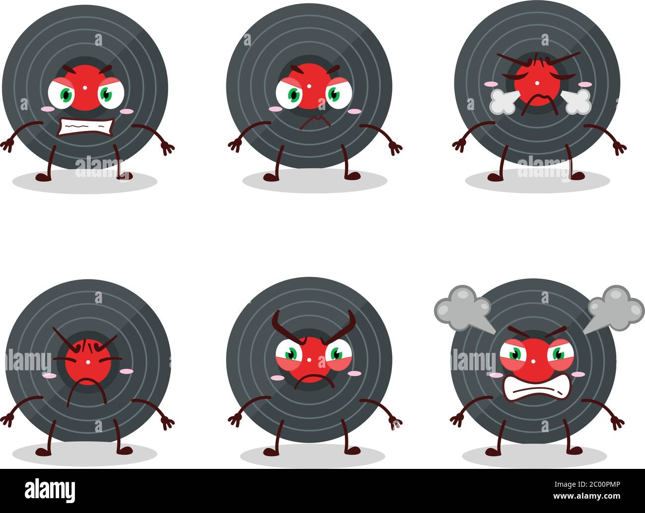 Vynil record cartoon character with various angry expressions Stock ...