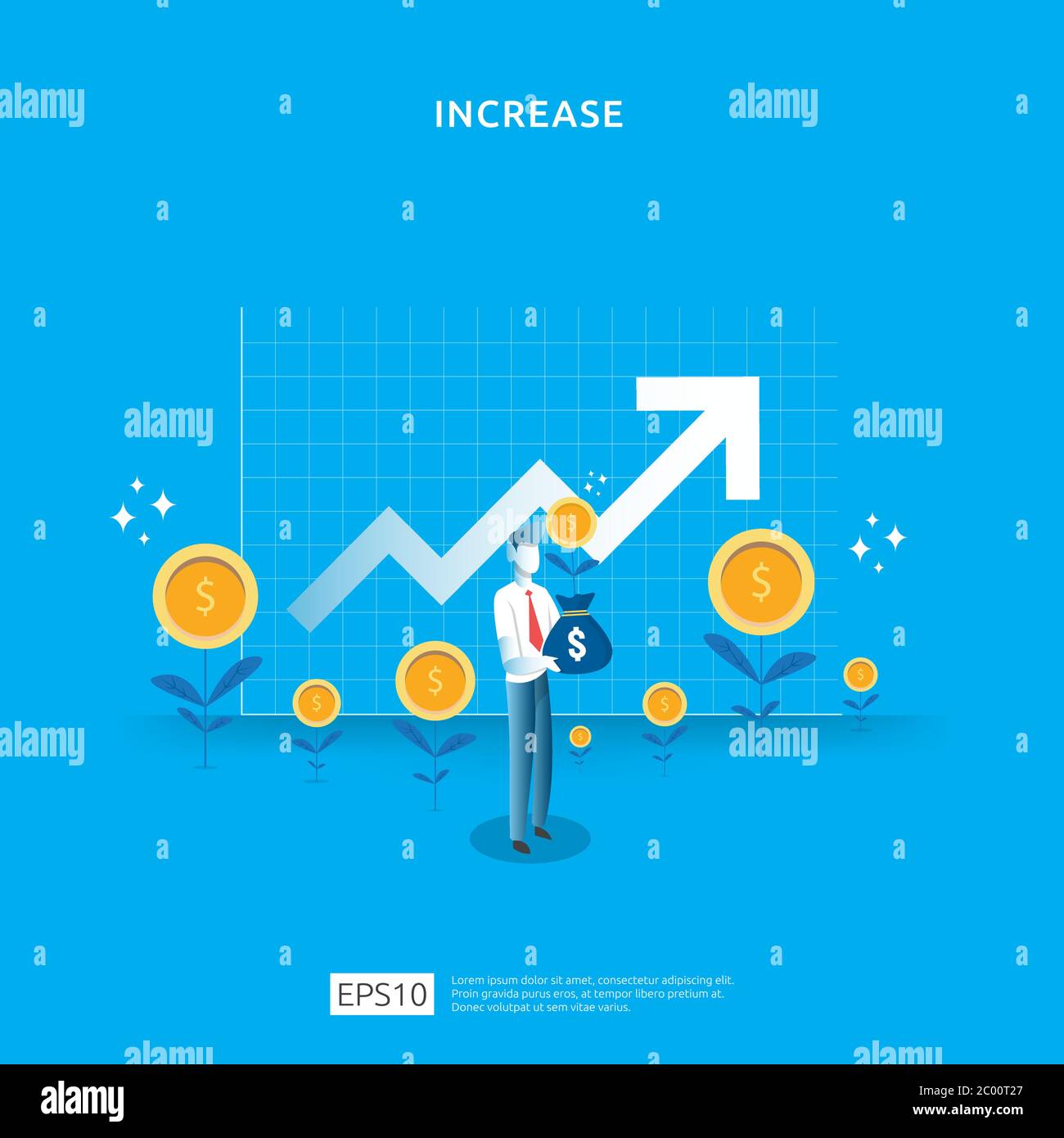 Plant money coin tree growth illustration for Investment Concept ...
