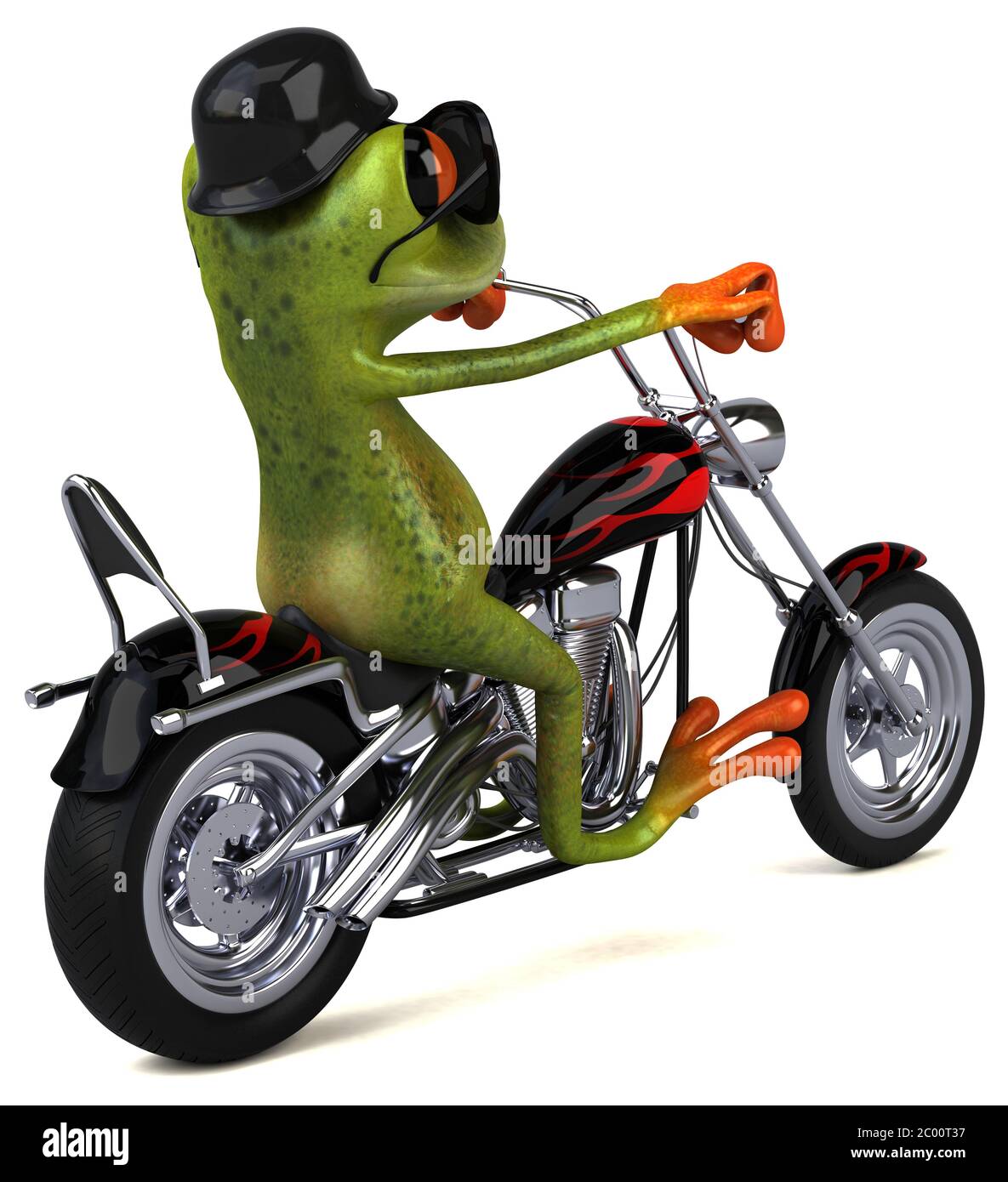 Fun frog on a motorcycle - 3D Illustration Stock Photo - Alamy