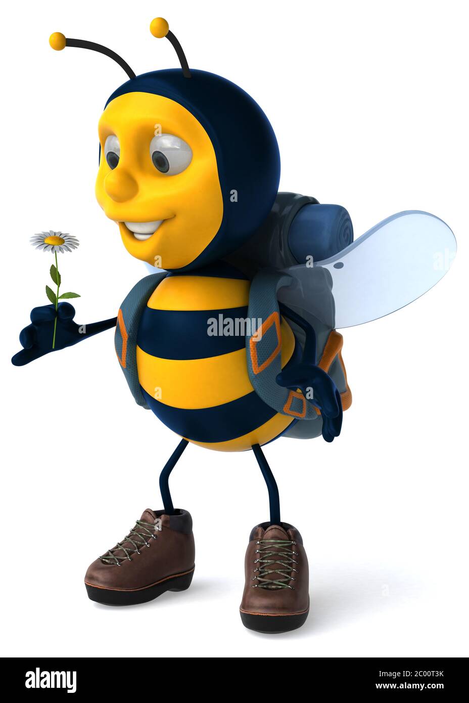 Fun backpacker bee - 3D Illustration Stock Photo - Alamy