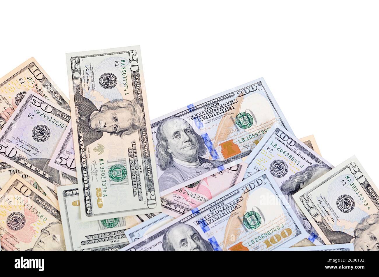 Dollar banknotes isolated on white background Stock Photo - Alamy
