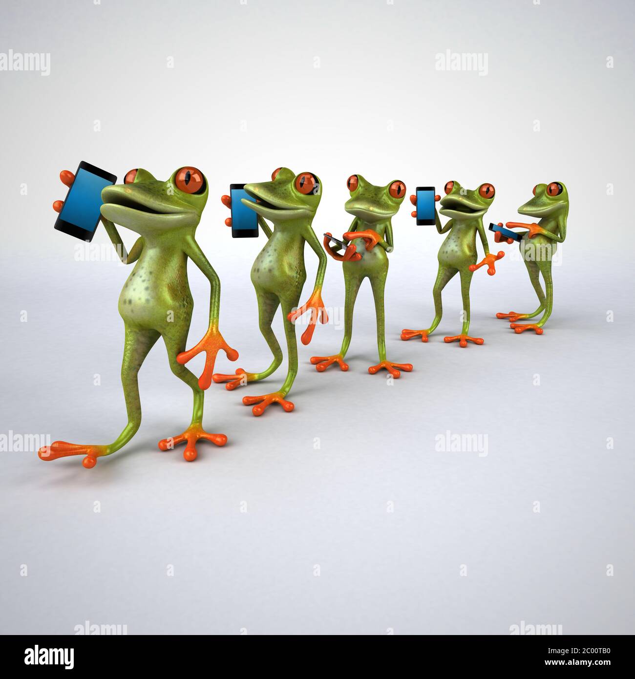 3D Illustration of cartoon Frogs phoning Stock Photo - Alamy