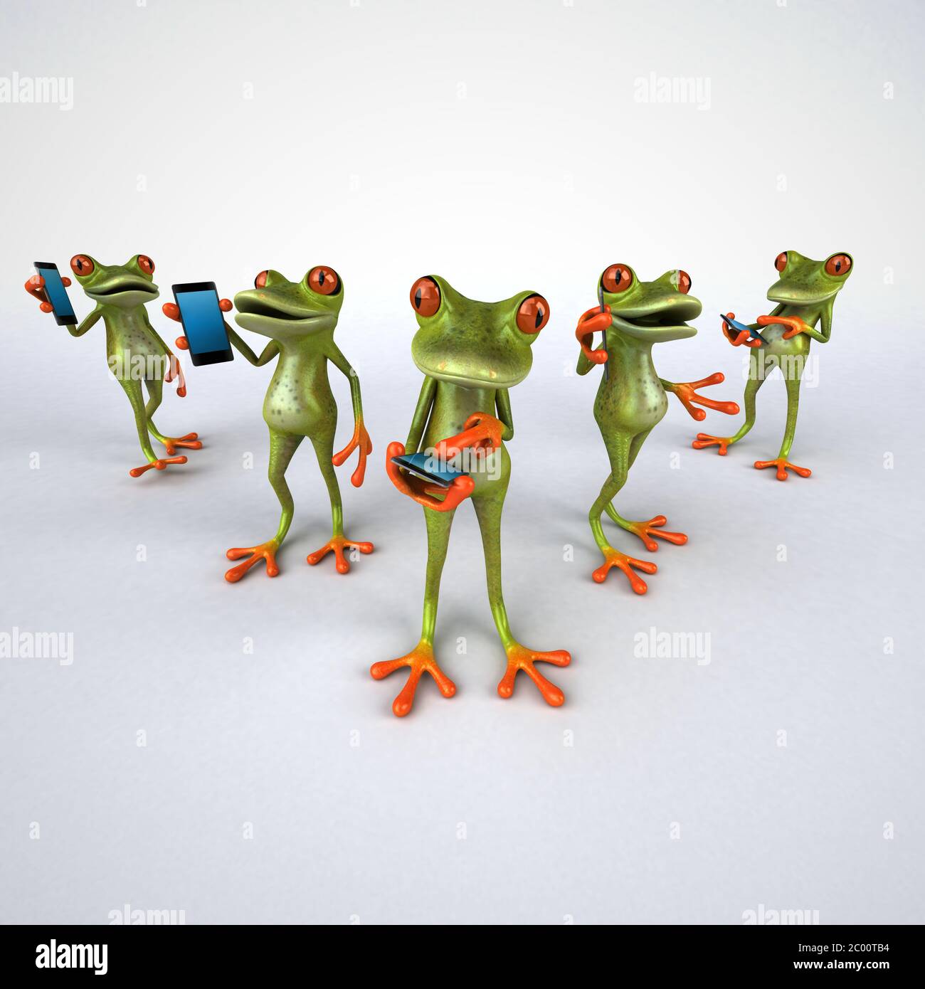 3D Illustration of cartoon Frogs phoning Stock Photo - Alamy
