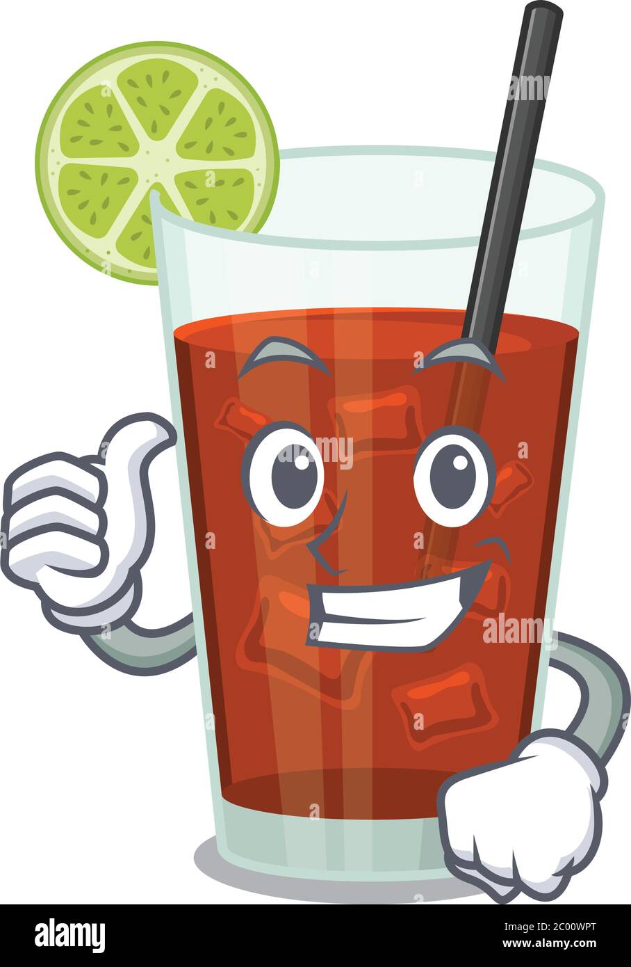 Cuba libre cocktail cartoon character design showing OK finger Stock ...