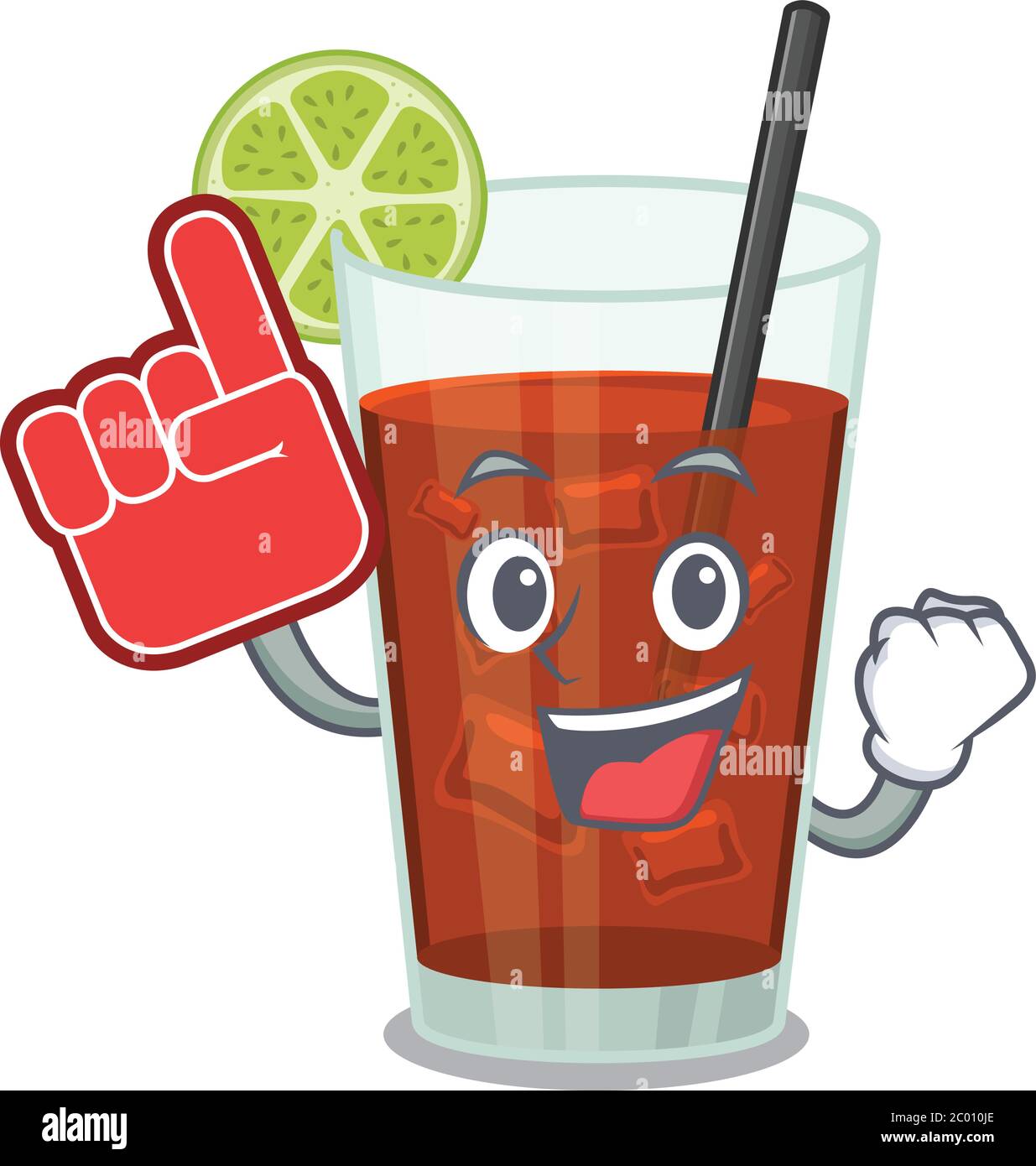 Cuba libre cocktail in cartoon drawing character design with Foam ...