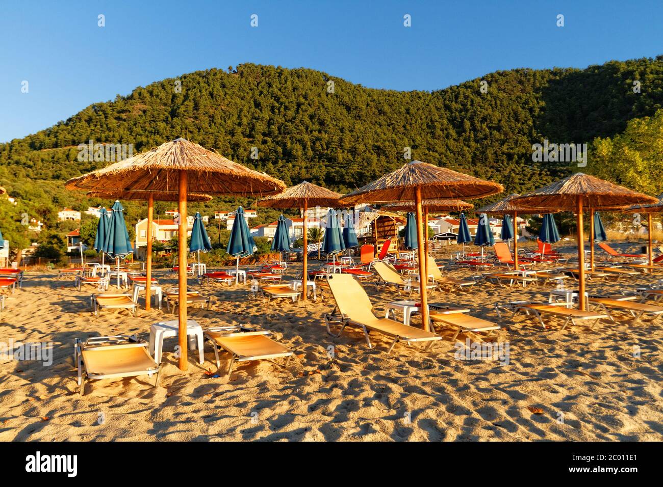 Photo of the beautiful sandy beach in Greek Stock Photo - Alamy