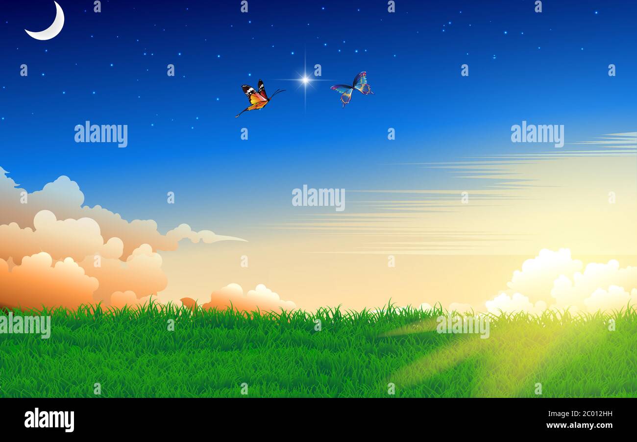 Spring on hills in Stock Vector Images - Alamy