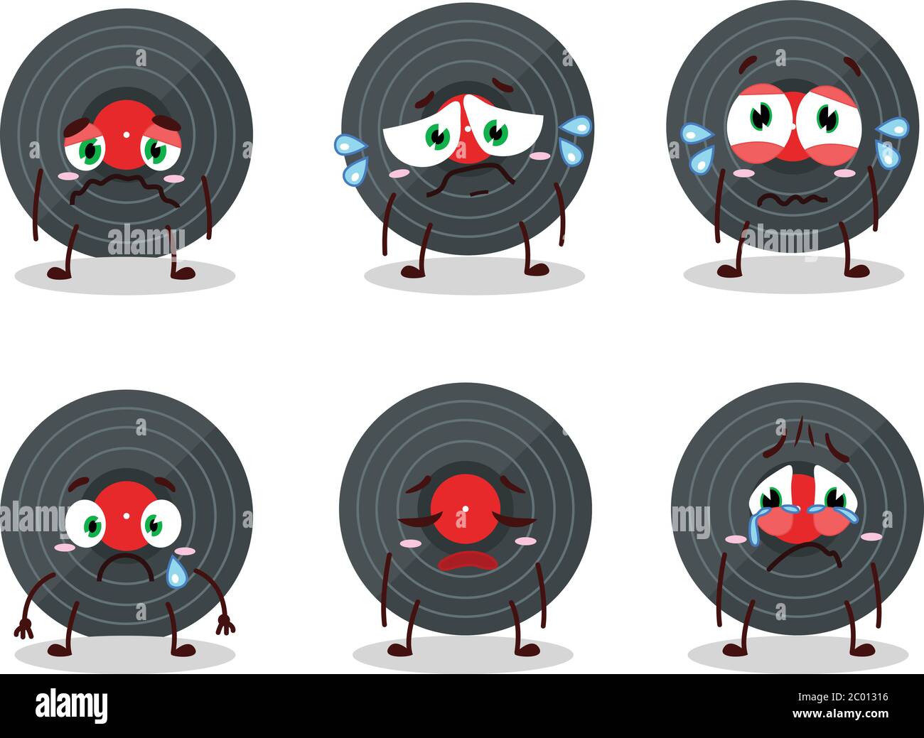 Vynil record cartoon character with sad expression Stock Vector Image ...