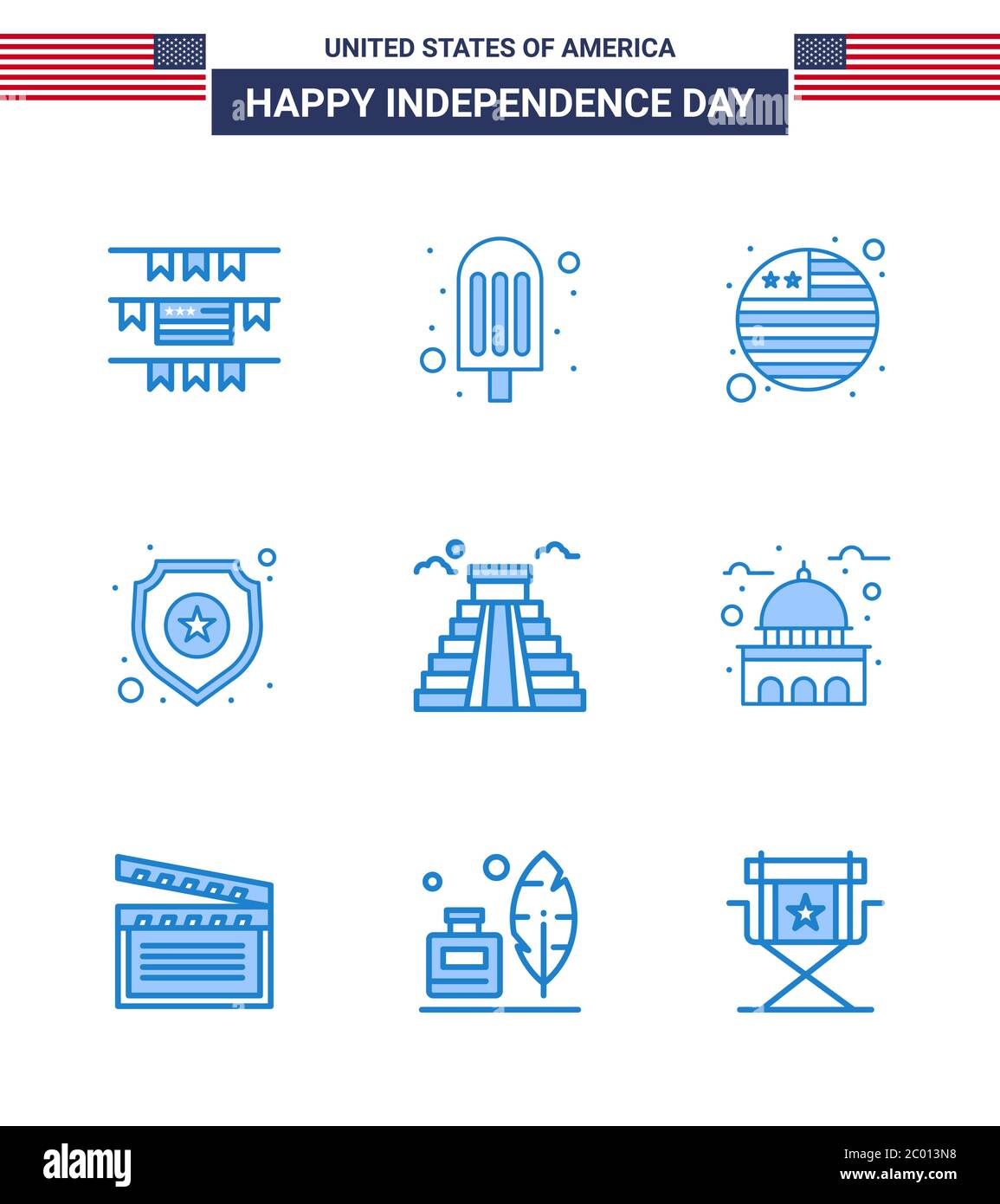 9 Creative USA Icons Modern Independence Signs and 4th July Symbols of ...