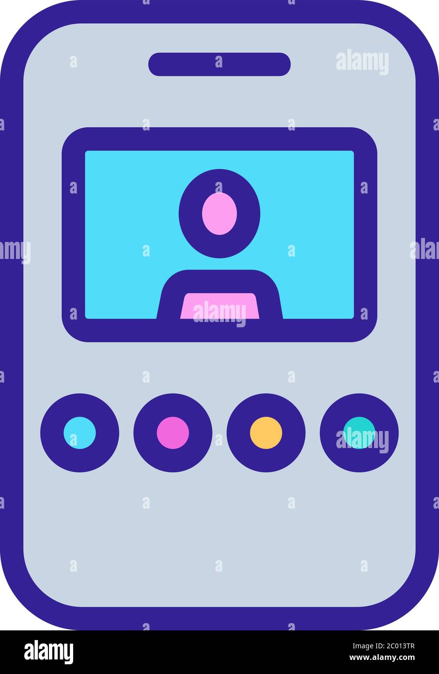 intercom gadget with screen icon vector outline illustration Stock ...
