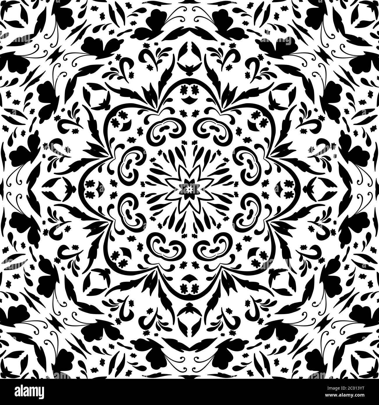 Seamless pattern contour silhouette Black and White Stock Photos ...