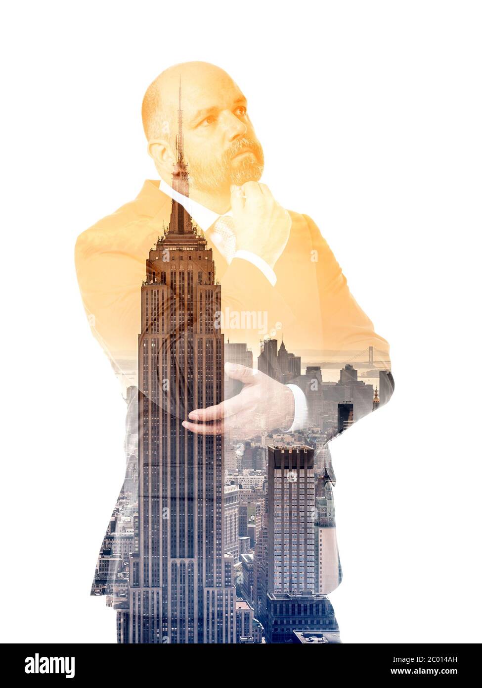 business man double exposure building Stock Photo - Alamy