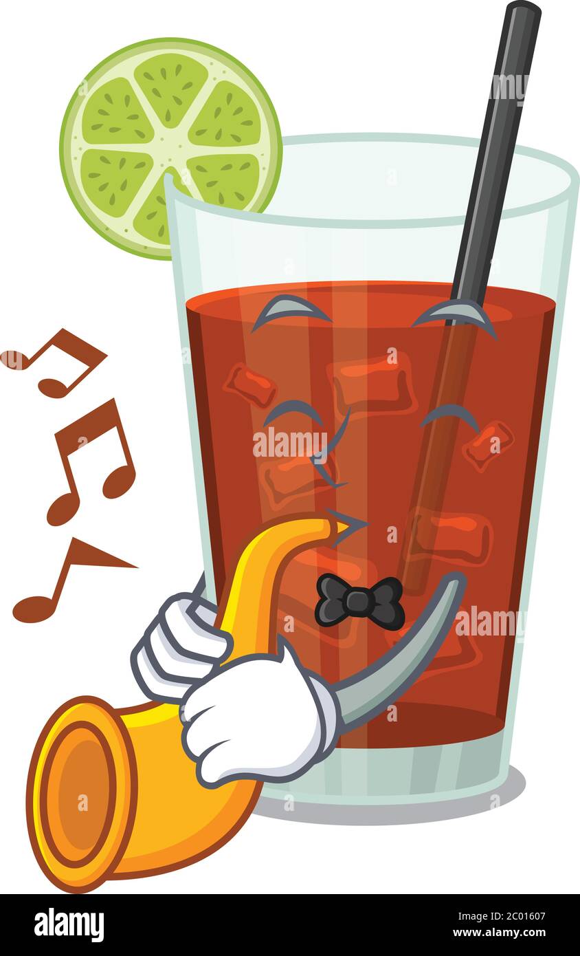 Cuba libre cocktail musician of cartoon design playing a trumpet Stock ...