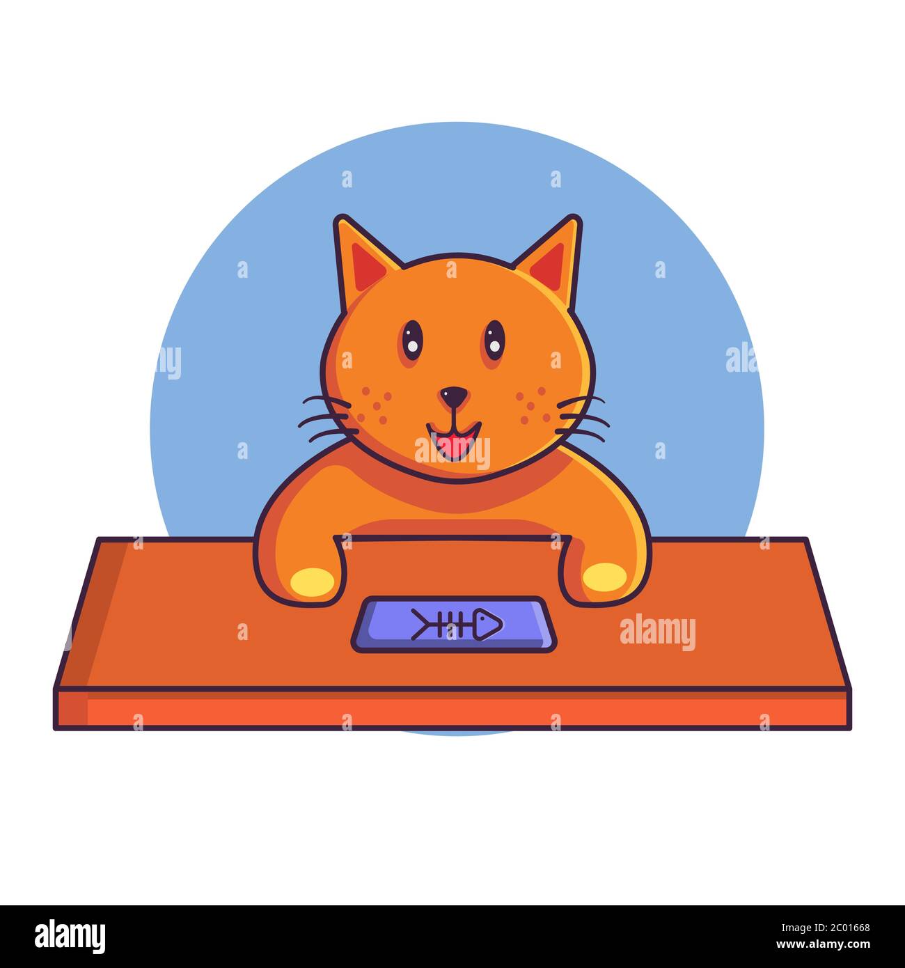 Hungry Cat Asks to Eat Vector Illustration. Flat Cartoon Style Stock ...