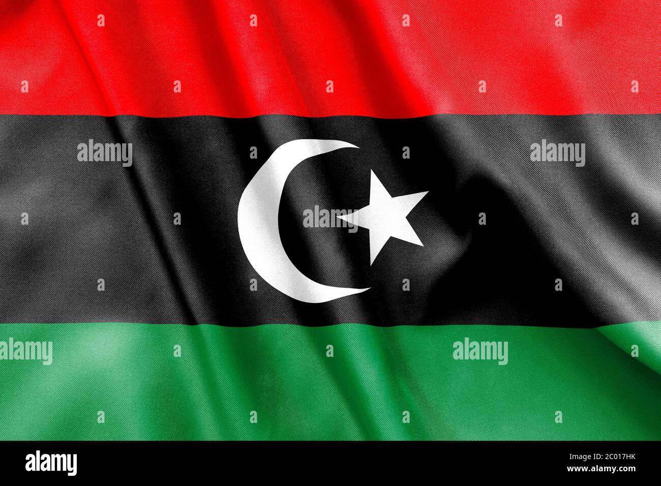 Libya flag texture crumpled up Stock Photo - Alamy