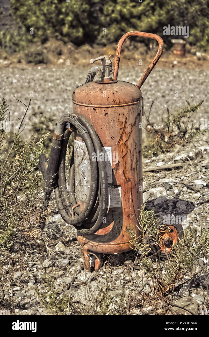 Rusted fire extinguisher Stock Photo - Alamy