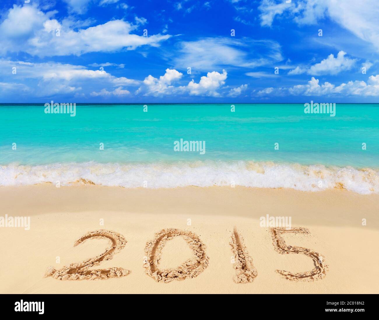 Numbers 2015 on beach Stock Photo - Alamy